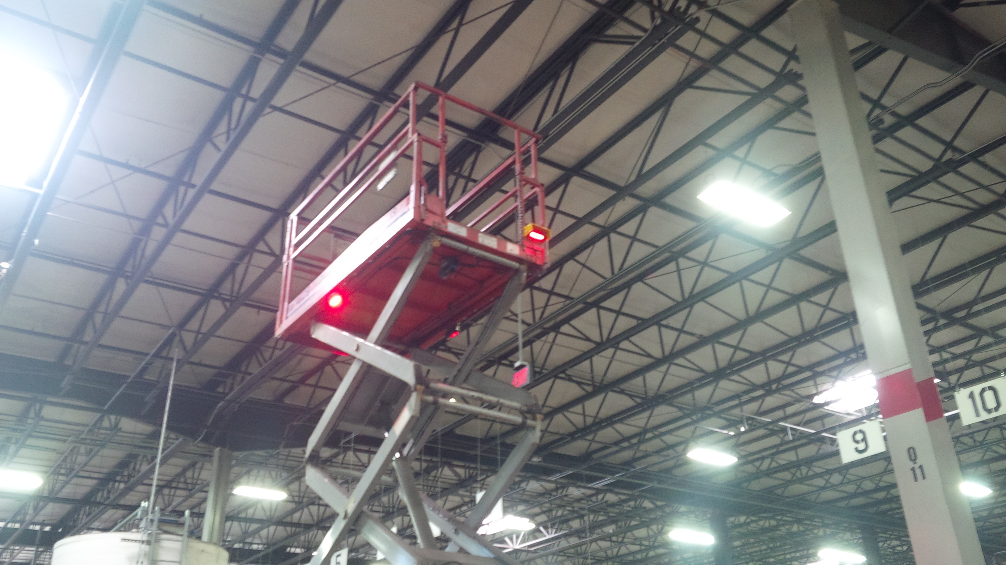 Red Zone Danger Area warning light for forklifts, creates NO GO zone.